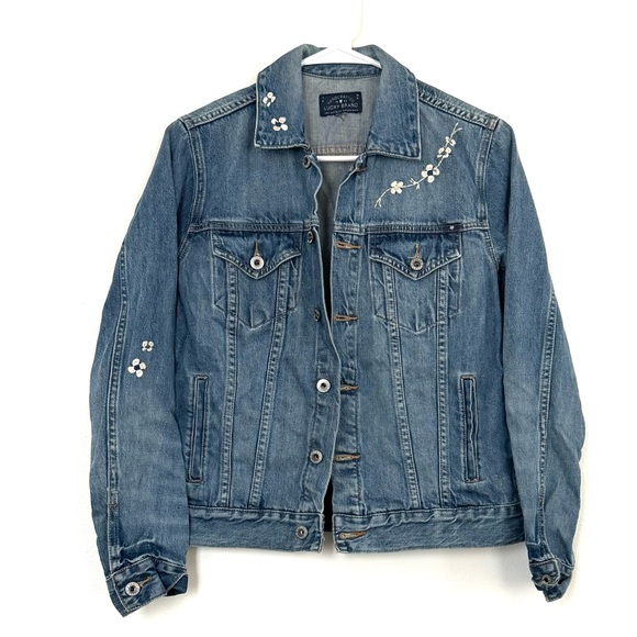 Lucky Brand | Jackets & Coats | Lucky Brand Blue Embroidered Denim ...